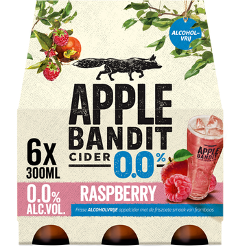 Apple Bandit - Raspberry 0.0% Cider - Fles - 6 x 300ML bestellen ...